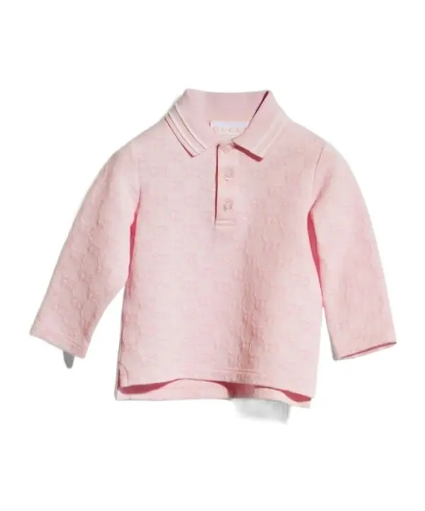 Gucci Baby Gg Cotton Polo Shirt - Light Pink
