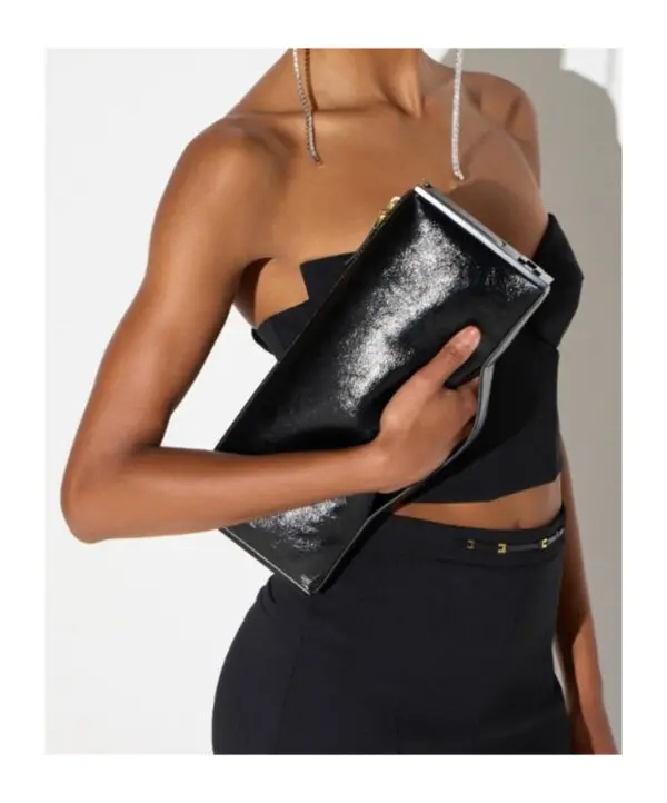 Elisabetta Franchi Patent-effect Clutch Bag