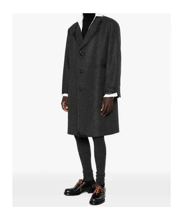 Prada Leather-trimmed Single-breasted Coat