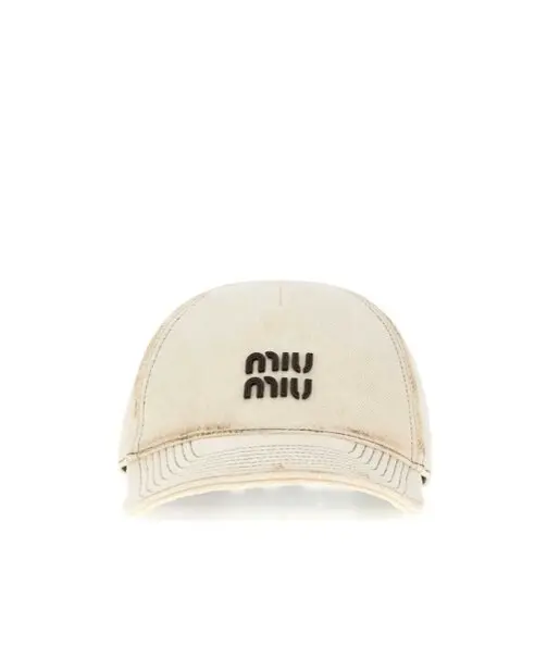 Miu Miu Logo-patch Distressed Baseball Cap