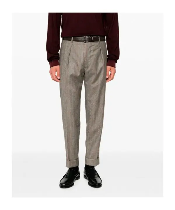 BERWICH Check-pattern Pleated Trousers
