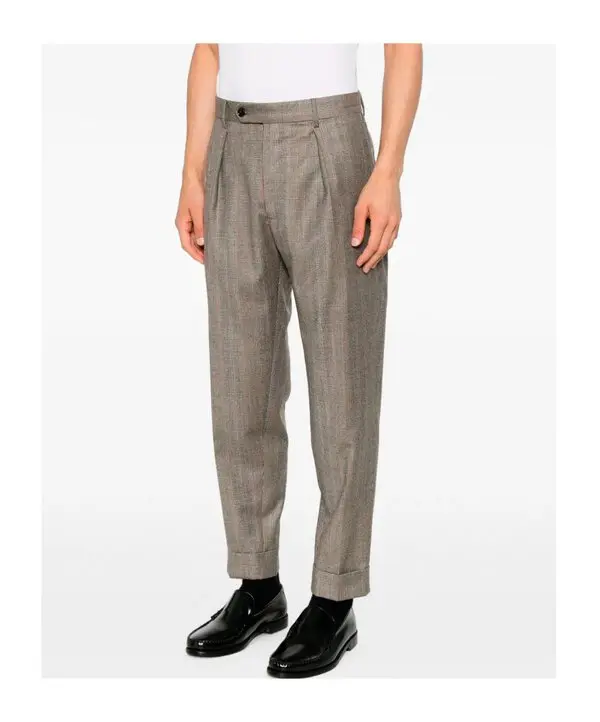 BERWICH Check-pattern Pleated Trousers