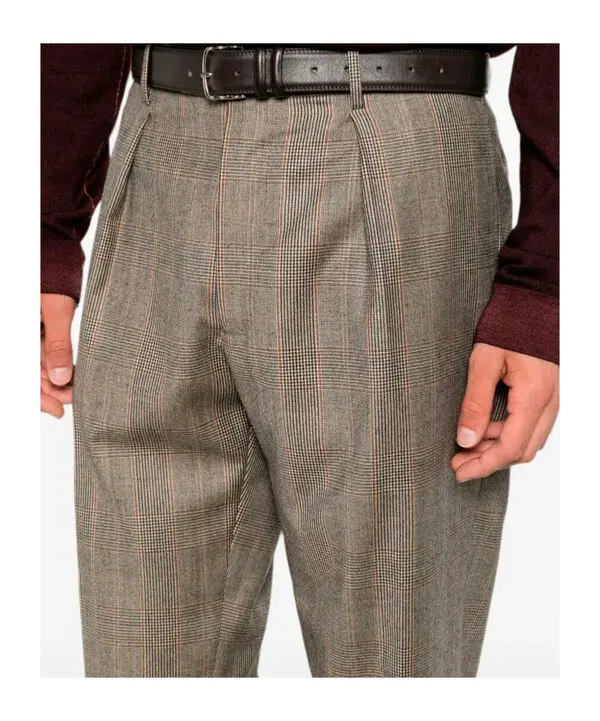 BERWICH Check-pattern Pleated Trousers
