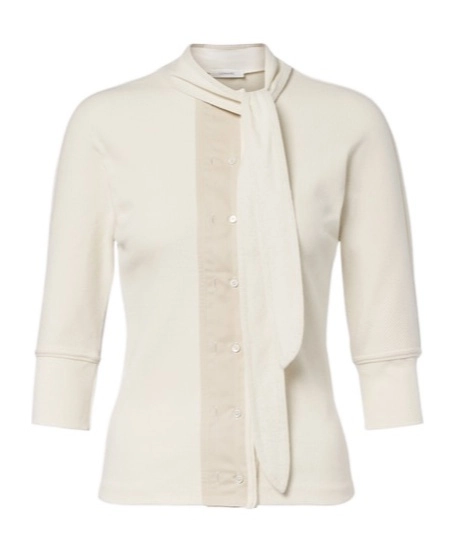 LEMAIRE Ribbed-knit Cotton And Linen Blend Top With Scarf Detail
