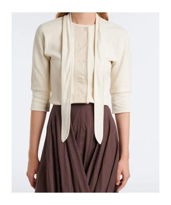 LEMAIRE Ribbed-knit Cotton And Linen Blend Top With Scarf Detail