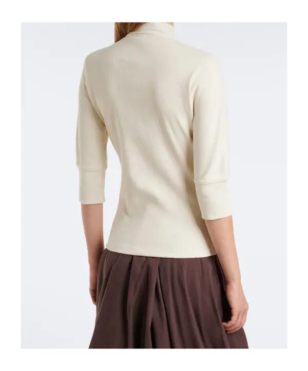 LEMAIRE Ribbed-knit Cotton And Linen Blend Top With Scarf Detail