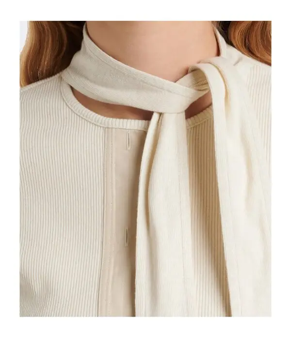 LEMAIRE Ribbed-knit Cotton And Linen Blend Top With Scarf Detail