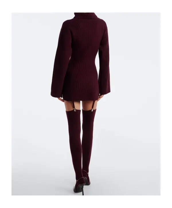AYA MUSE Cursa Ribbed-knit Wool Turtleneck Mini Dress And Tights Set