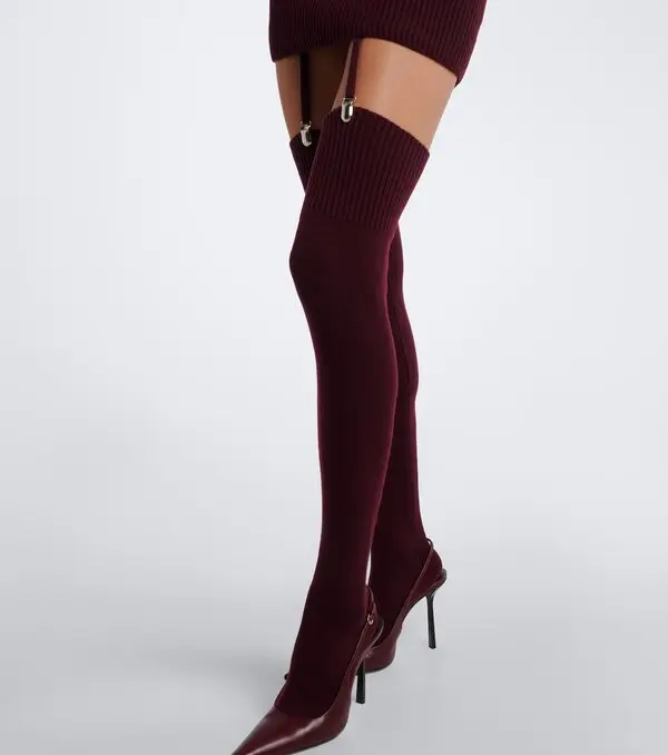 AYA MUSE Cursa Ribbed-knit Wool Turtleneck Mini Dress And Tights Set