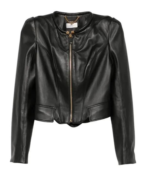 Elisabetta Franchi Leather Jacket With A Zipper