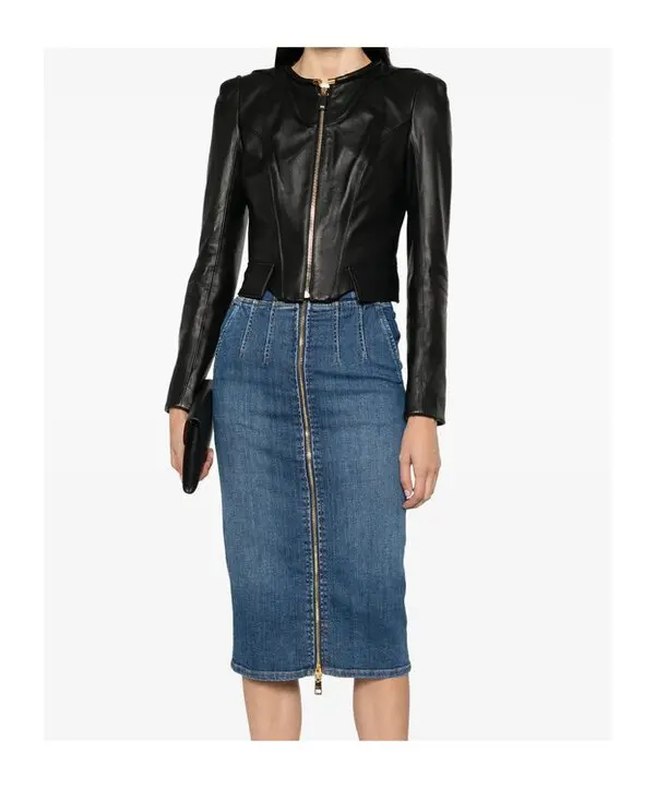Elisabetta Franchi Leather Jacket With A Zipper