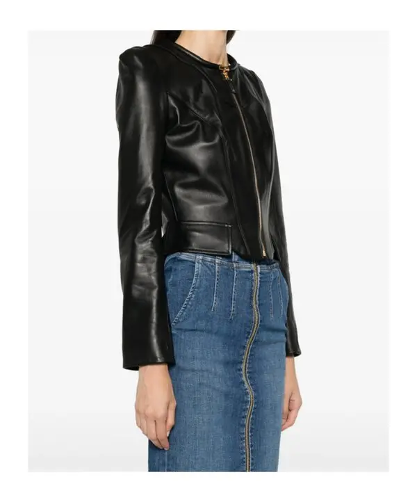 Elisabetta Franchi Leather Jacket With A Zipper