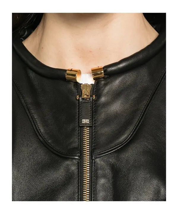 Elisabetta Franchi Leather Jacket With A Zipper
