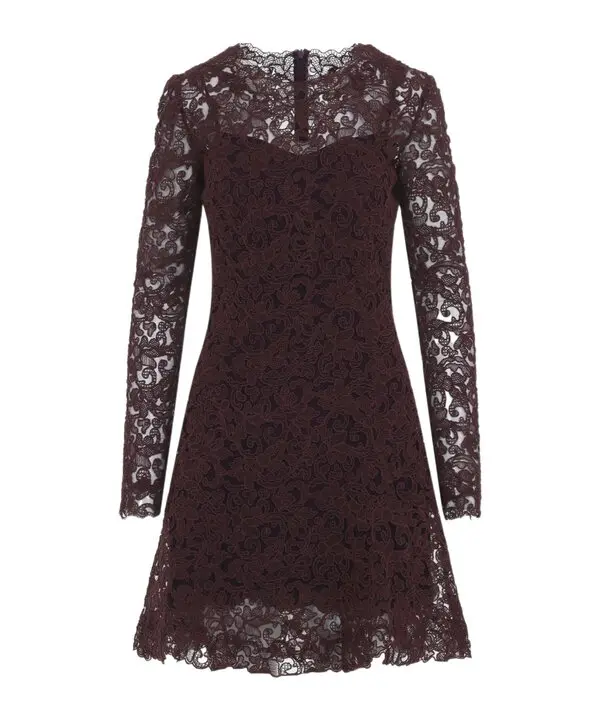 Ermanno Scervino Lace Long-sleeve Mini Dress - Purple