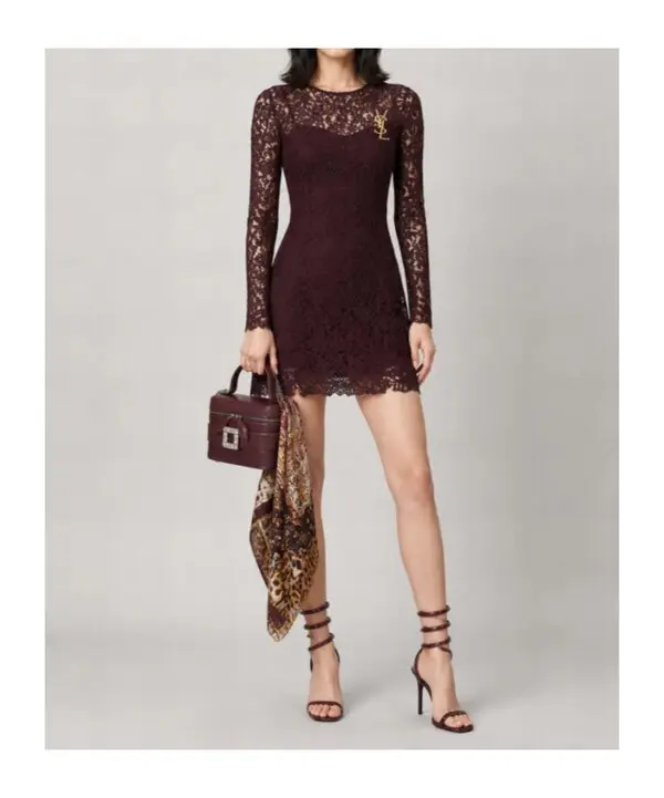 Ermanno Scervino Lace Long-sleeve Mini Dress