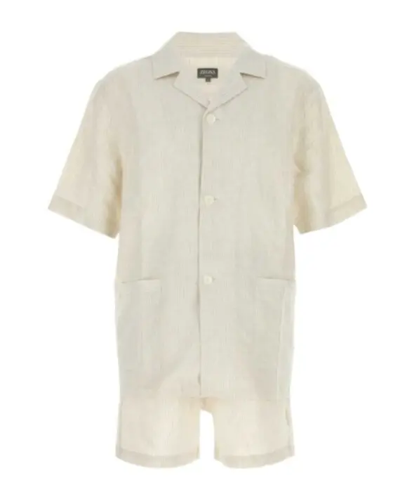 Zegna Embroidered Linen Pyjama - White