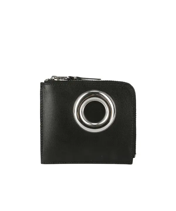 Comme Des Garçons Eyelet Detailed Zip-up Wallet - Black