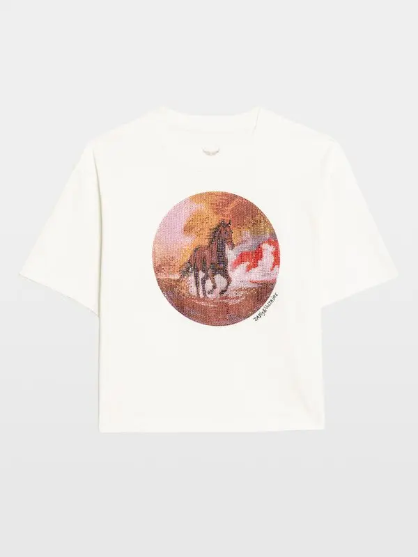 Zadig&Voltaire Taida T-shirt With Rhinestone Horse Graphic