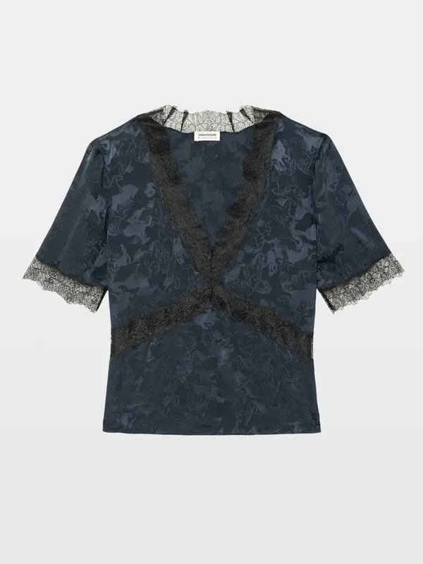 Zadig&Voltaire Tedoxa Silk Jacquard Camisole With Lace Trim
