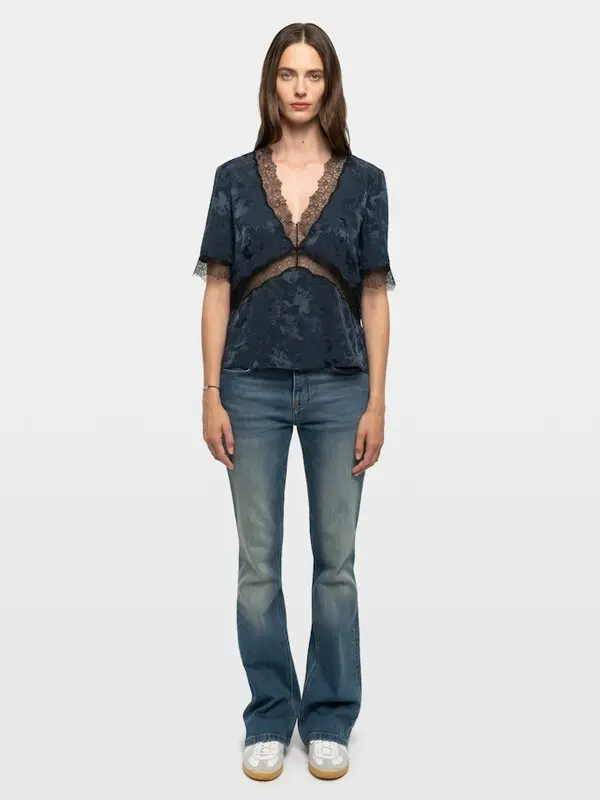Zadig&Voltaire Tedoxa Silk Jacquard Camisole With Lace Trim