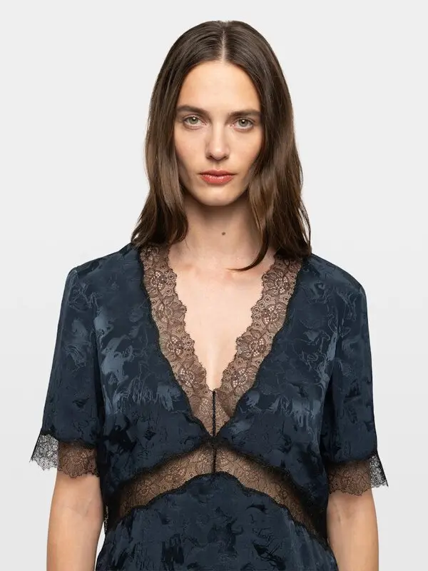 Zadig&Voltaire Tedoxa Silk Jacquard Camisole With Lace Trim