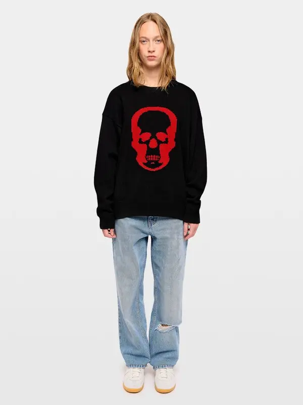 Zadig&Voltaire Oversized Cashmere Skull Sweater - Black