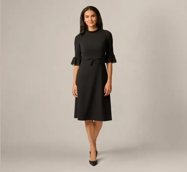Adrianna Papell Bell Sleeve Bow Front Midi Dress