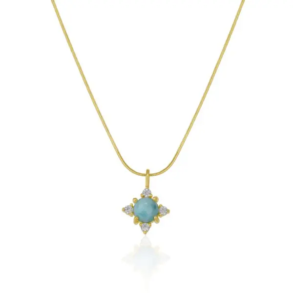 SPERO LONDON Blue Moonstone Sterling Silver Pendant Necklace With Fine Italian Chain - Gold