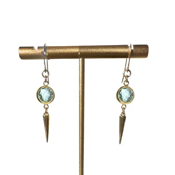 Rachel Nathan Blue / Gold Classic Hook: Light Blue & Gold Spine Earrings
