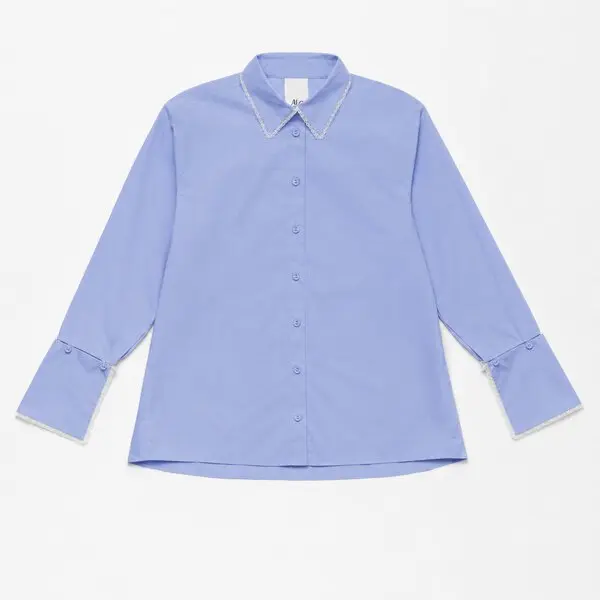 ALAS Name Oversized Cotton Poplin Shirt With Lace Trim