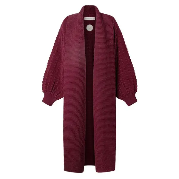THE EXTREME COLLECTION Burgundy Long Knit Cardigan Dominic - Purple