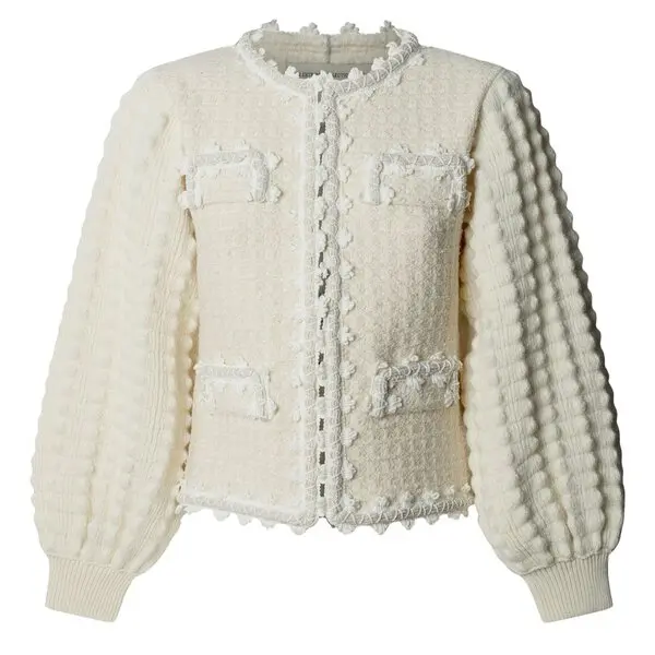 THE EXTREME COLLECTION Neutrals Ecru Tweed-style Structured Cardigan Kingston - Beige