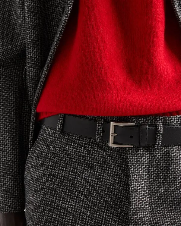 Prada Antiqued Leather Belt With Metal Buckle