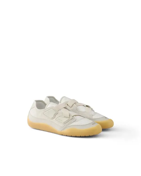 Prada Speedrock Leather And Mesh Fabric Sneakers