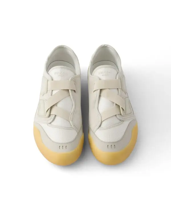 Prada Speedrock Leather And Mesh Fabric Sneakers
