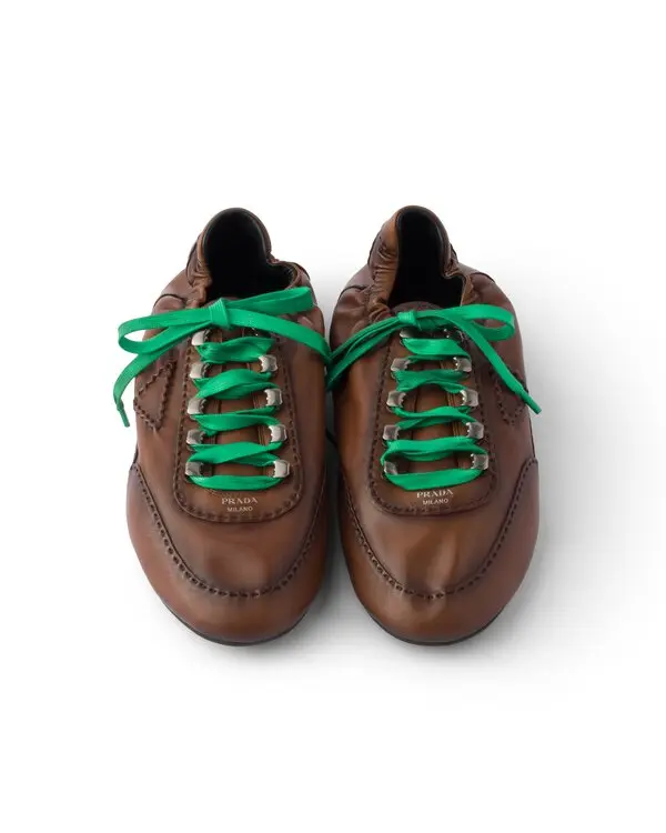 Prada Collapsible Nappa Leather Sneakers - Brown
