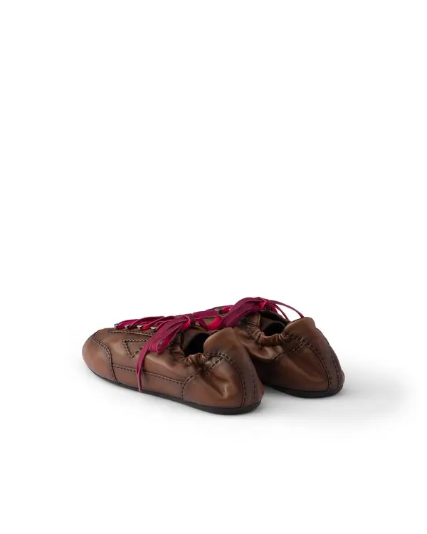 Prada Collapsible Nappa Leather Sneakers - Brown