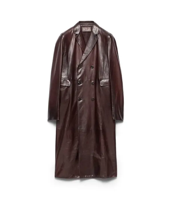 Prada Double-breasted Nappa Leather Coat