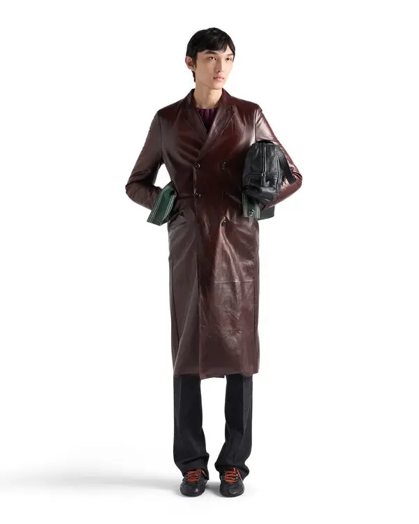 Prada Double-breasted Nappa Leather Coat