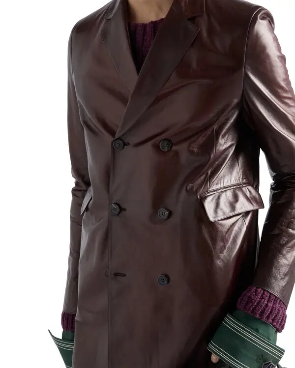 Prada Double-breasted Nappa Leather Coat