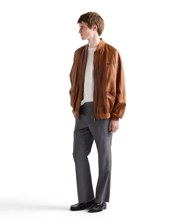 Prada Oversized Nappa Leather Bomber Jacket