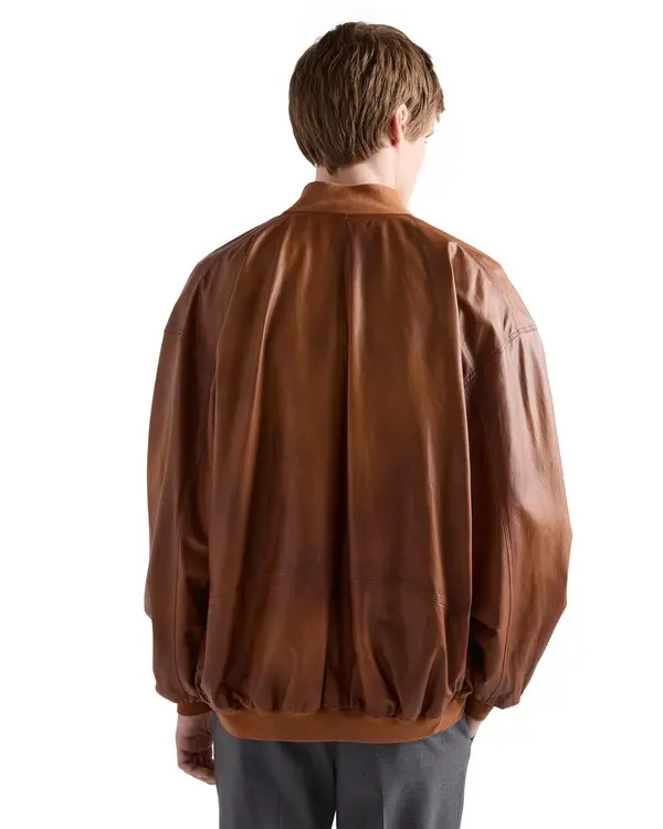 Prada Oversized Nappa Leather Bomber Jacket