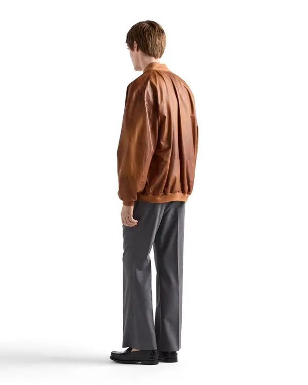 Prada Oversized Nappa Leather Bomber Jacket