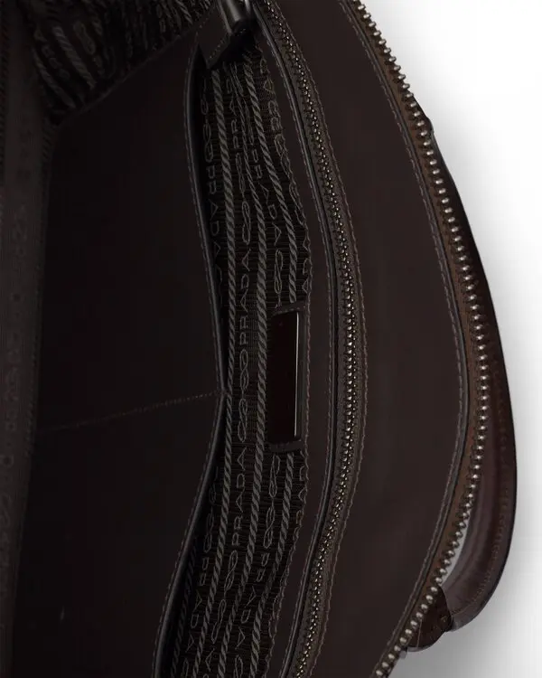 Prada Leather Tote Bag With Zipper Closure