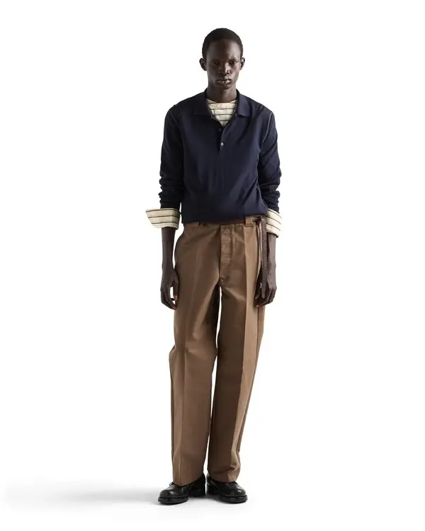 Prada Long-sleeved Wool Polo Sweater - Blue