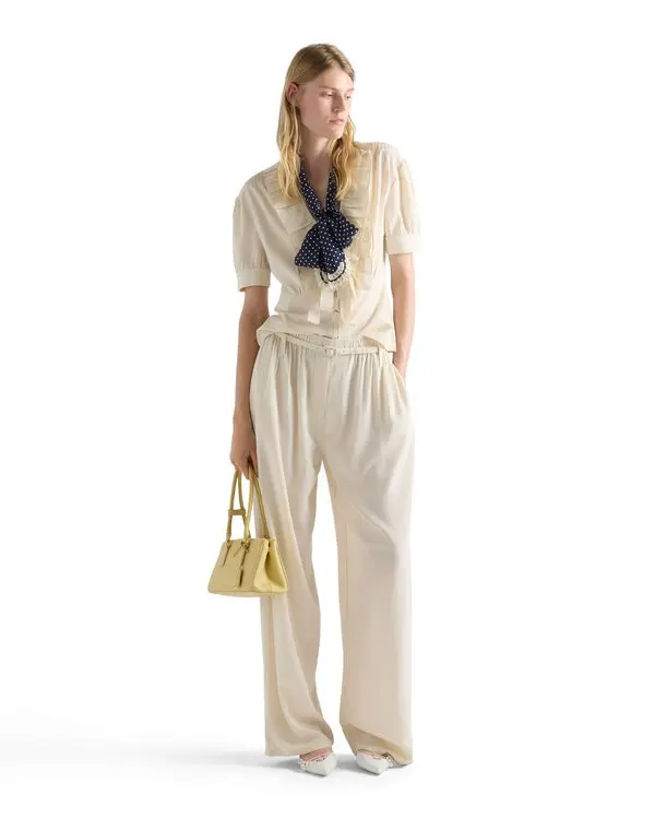 Prada Silk Marocain Wide Leg Pants