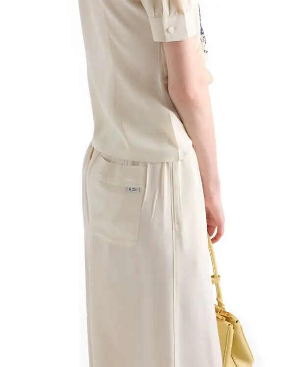 Prada Silk Marocain Wide Leg Pants