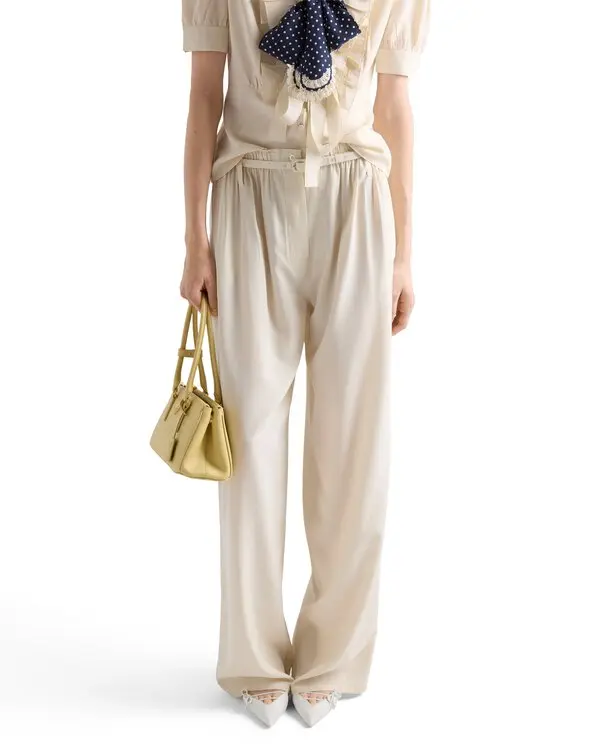 Prada Silk Marocain Wide Leg Pants