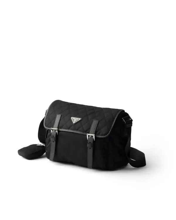 Prada Quilted Re-nylon Shoulder Bag With Saffiano Trim