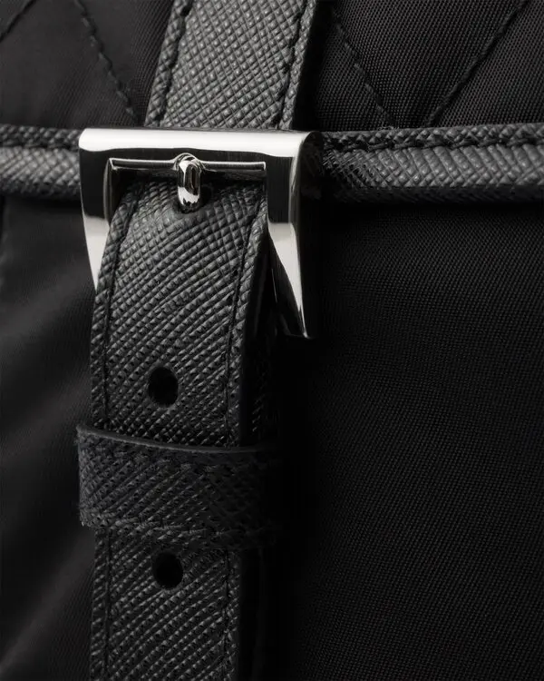 Prada Quilted Re-nylon Shoulder Bag With Saffiano Trim